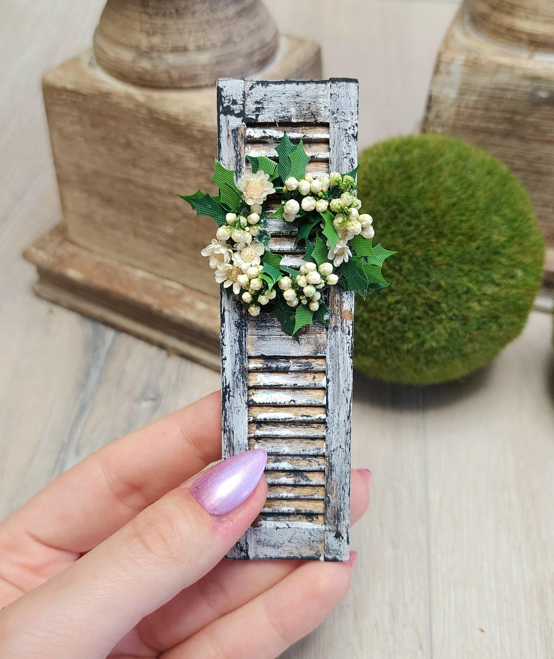 Miniature Rustic Window Shutter Wall Art (1pc) - Dollhouse, Wreath ...