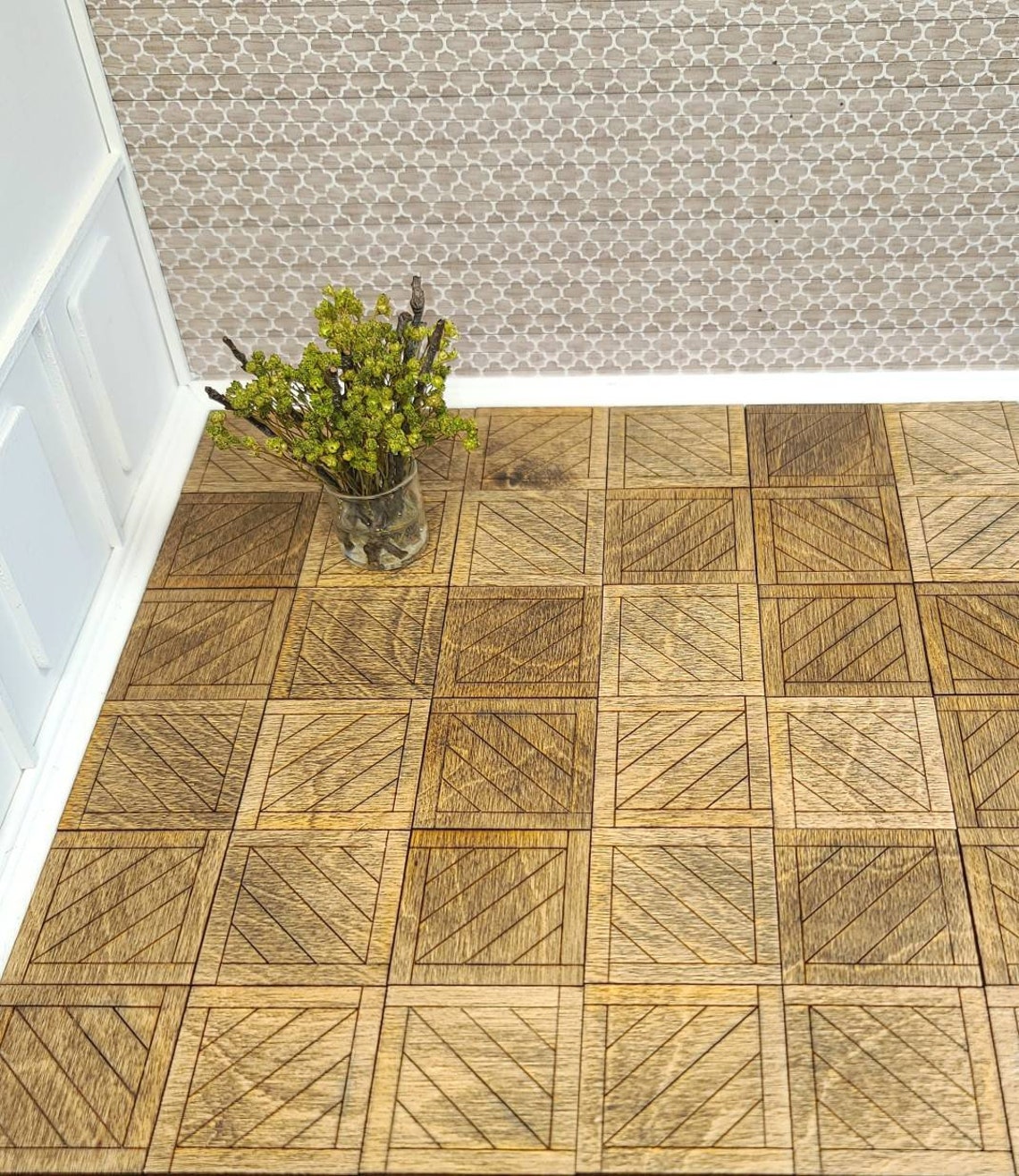 1/12 Miniature Wooden Flooring Tiles - Dollhouse Miniatures, Mini ...