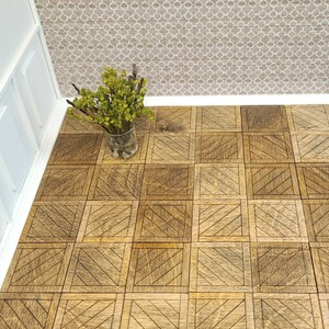 1/12 Miniature Wooden Flooring Tiles - Dollhouse Miniatures, Mini ...