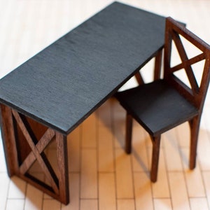 Miniature Desk and Chair- Decorations, School, 1:12, Dollhouse ...