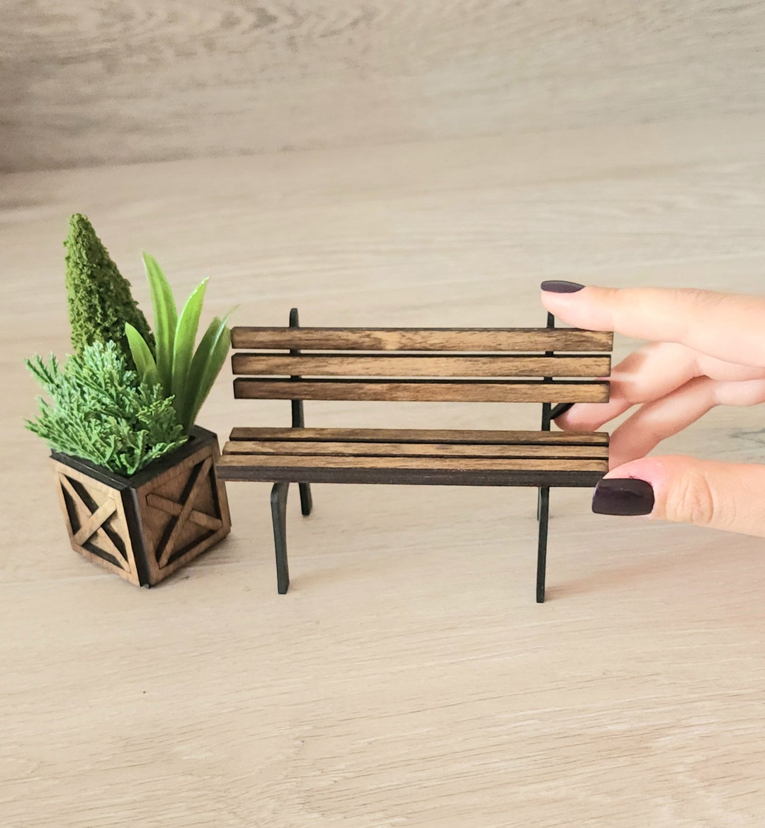 Miniature Dollhouse Park Bench 1:12 Scale 1pc Miniatures, Fairy Garden ...