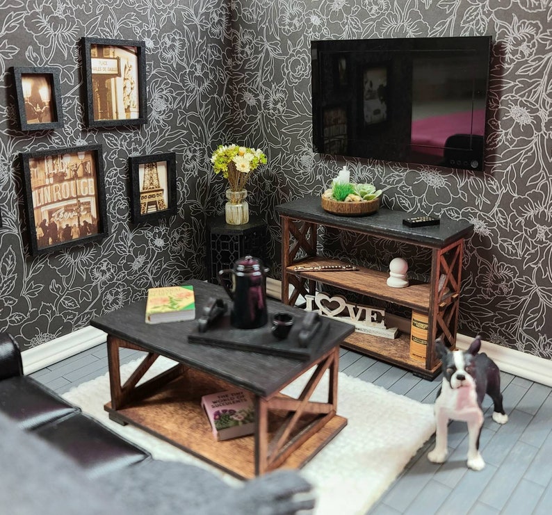 Dollhouse Miniature Flat Screen TV 1:12 Doll Furniture - Etsy