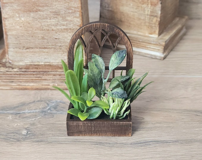 1/12 Scale Trellis With Planter Box - Dollhouse Miniatures, Fairy ...