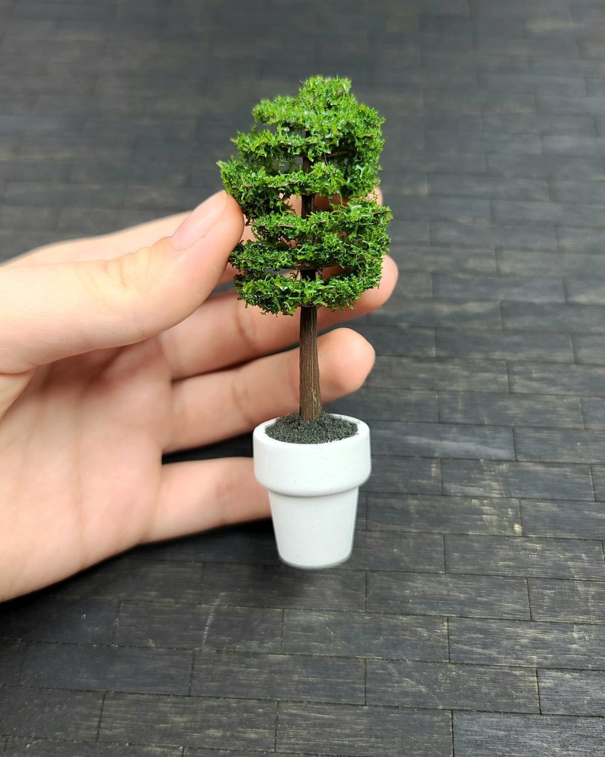 Dollhouse Miniature Potted Tree - Mini Plant, Flowers Bouquet ...
