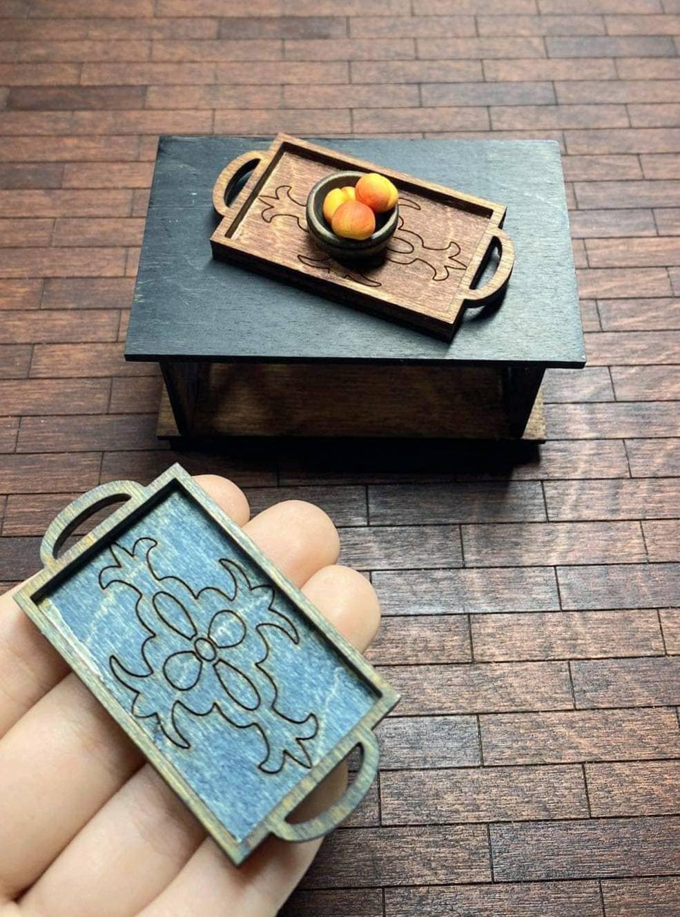 Miniature Wooden Food Tray 1/12 Scale Decorations | Etsy