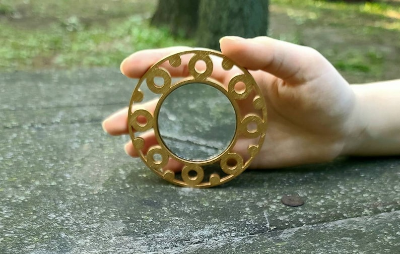 Miniature Gold/silver Mirror (1:12) - Dollhouse Miniatures, Fairy ...