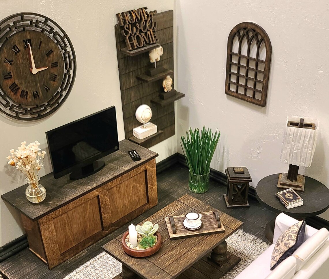 Dollhouse Miniature Flat Screen TV 1:12 Doll Furniture - Etsy