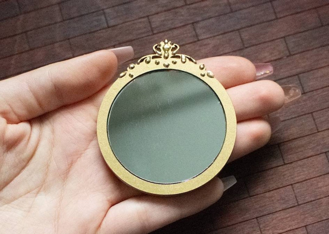 Miniature Circular Mirror With Crown (1pc) - Dollhouse 1/12, Wall Decor ...