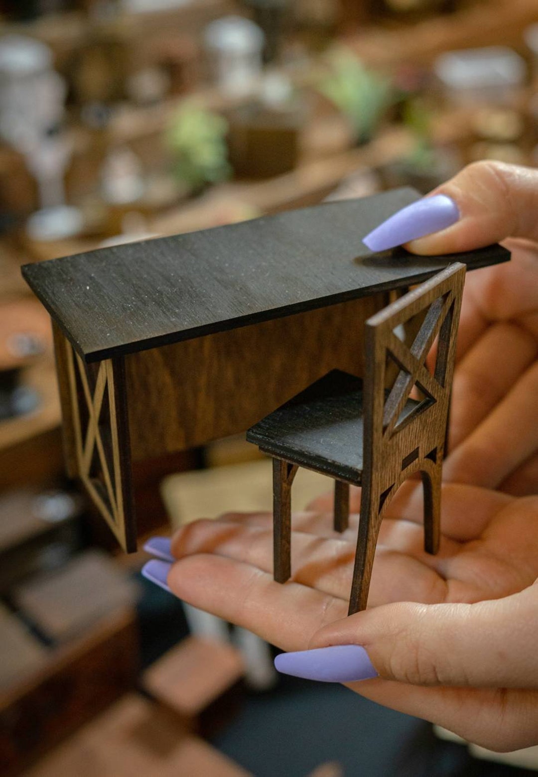 Miniature Desk and Chair- Decorations, School, 1:12, Dollhouse ...