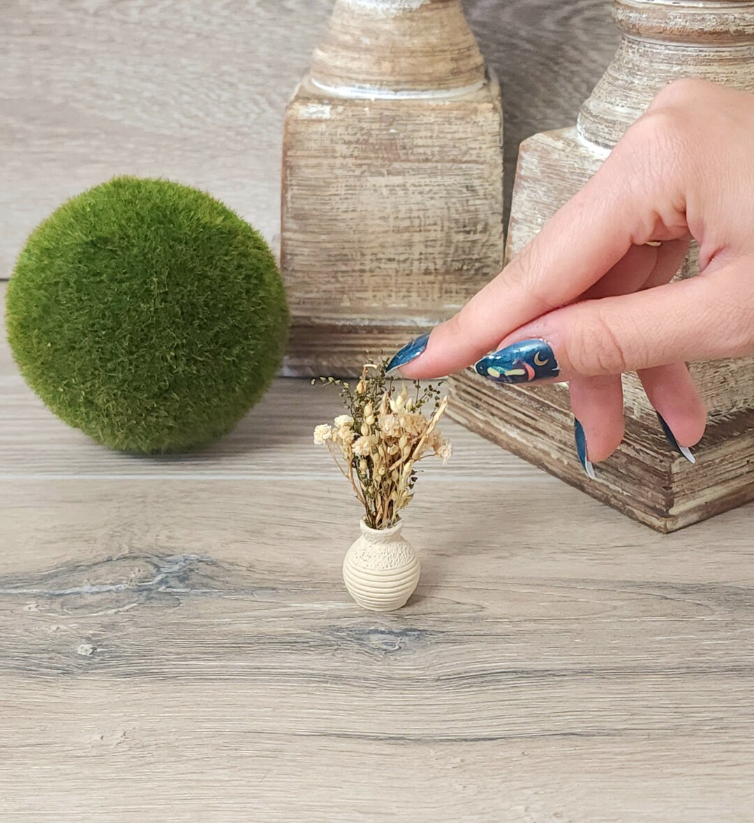 Miniature Beige Flowers Bouquet - Miniature Decorations, Dollhouses ...