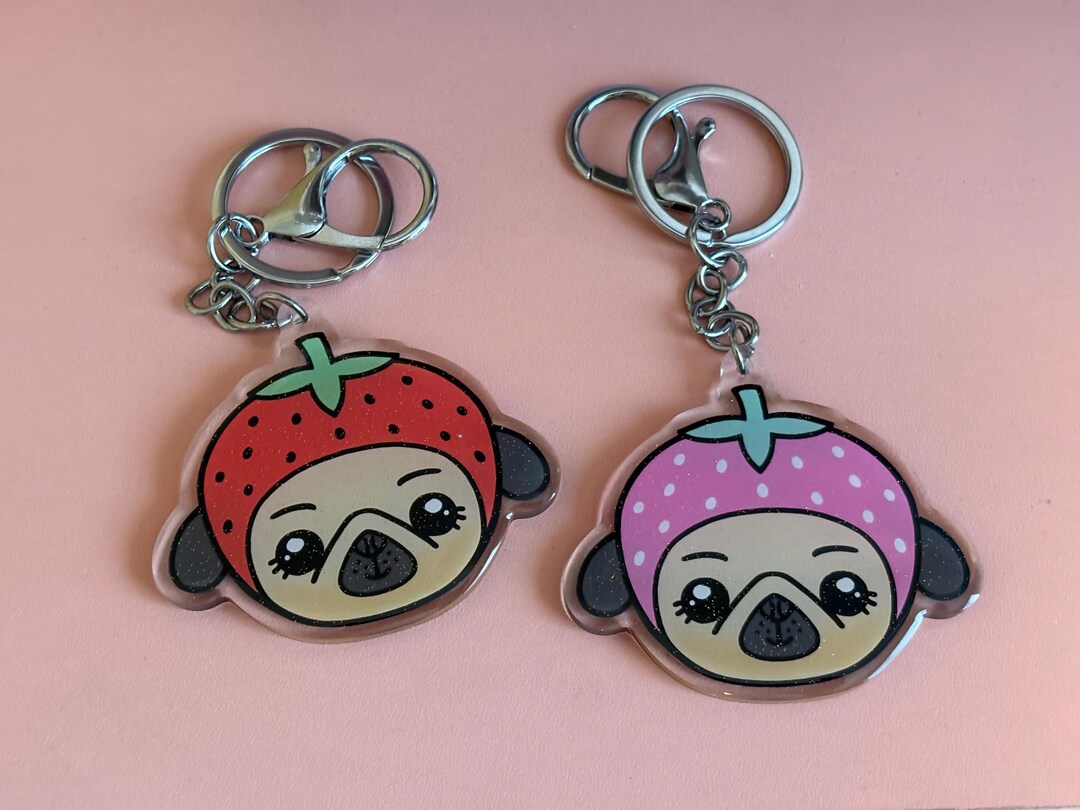 Strawberry Pancake the Pug Keychain - Etsy