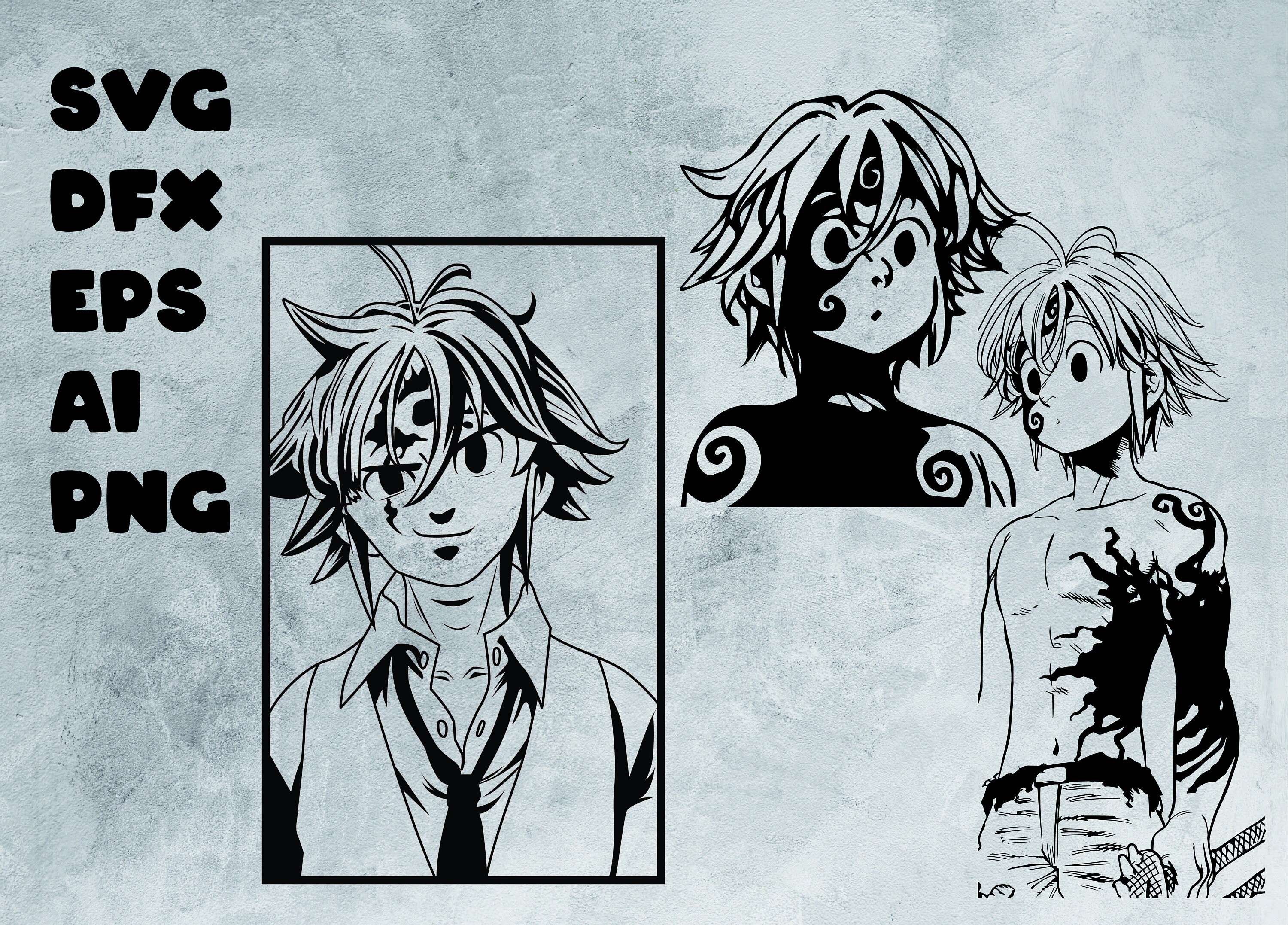 Meliodas set svg seven sins deadly svg nanatsu no taizai | Etsy