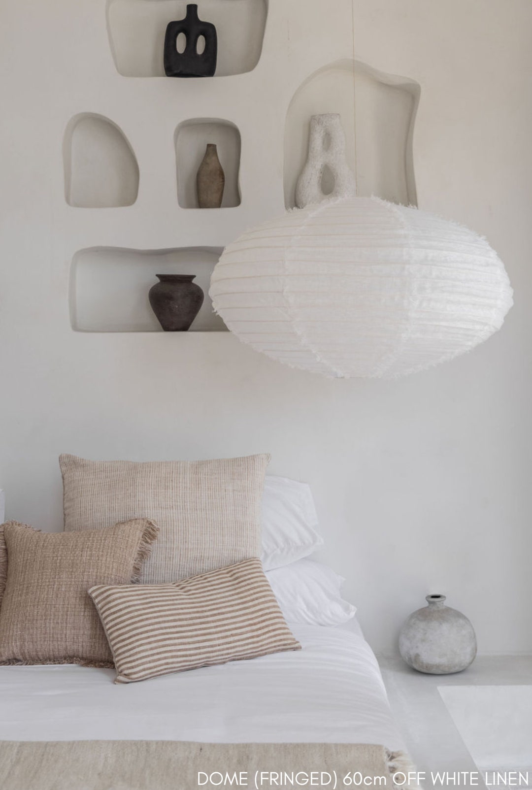 Linen Off-white DOME Light Shade Linen Pendant Light Handmade Pendant ...