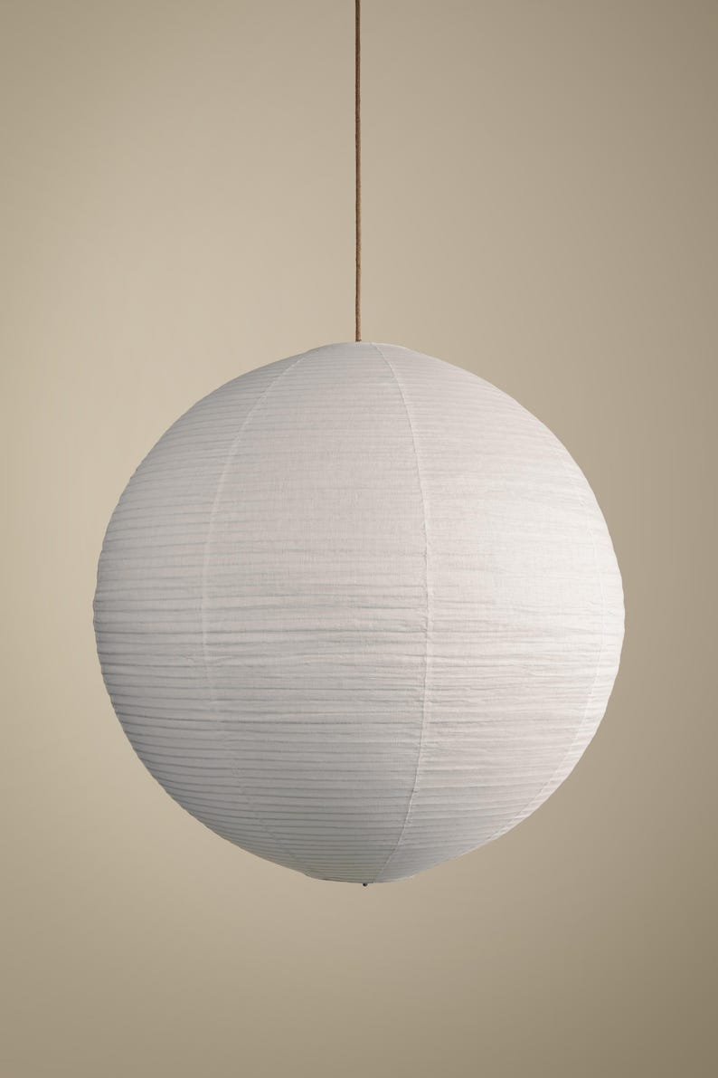 EMPIRE White Linen Pendant Light: Modern ROUND Ceiling Lamp, MINIMALIST ...