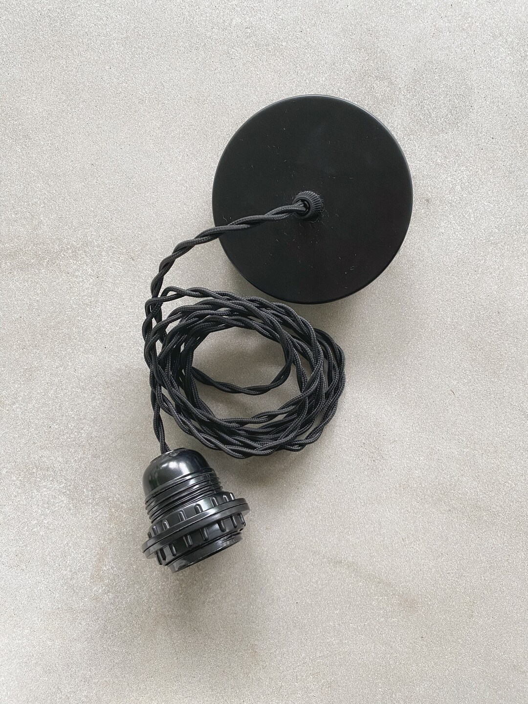 Twisted Nylon Ceiling Pendant Kit E27 Black - Etsy