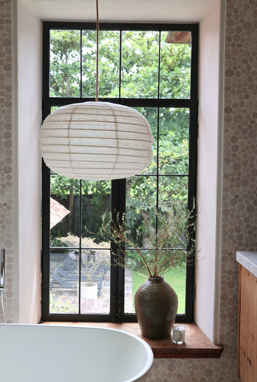 Linen off White LABU Light Shade Linen Pendant Light Handmade Pendant ...