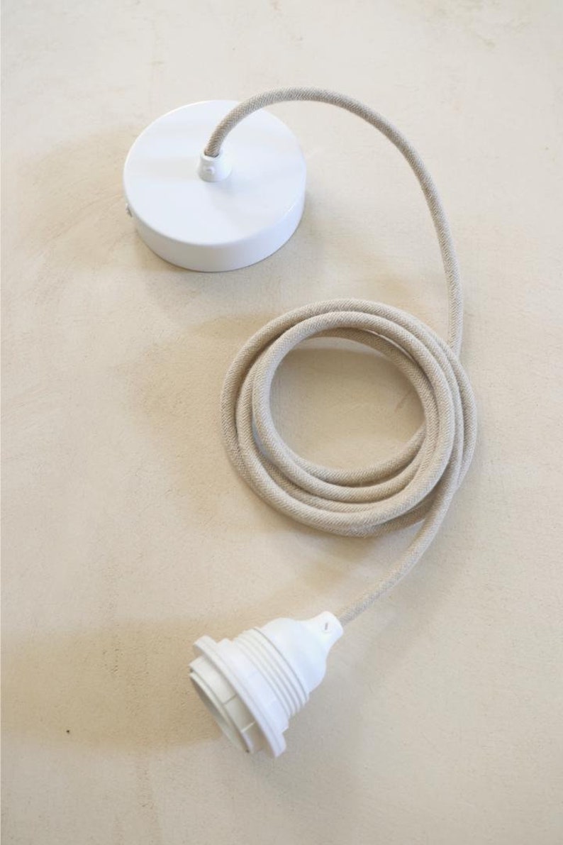 LINEN-COVERED CEILING Pendant Kit E27 White: Fabric Electrical Cord ...