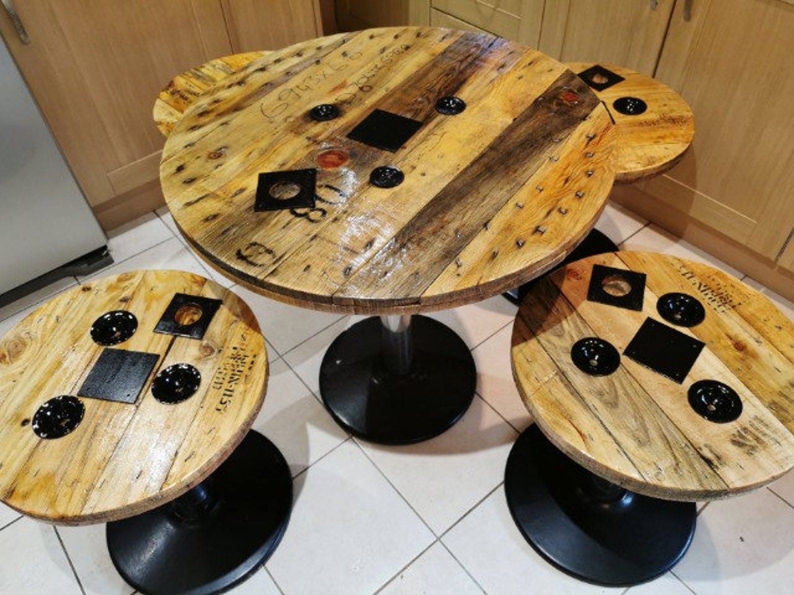Wooden Cable Drum Reel Round Dinning Living Room Pub Table | Etsy UK