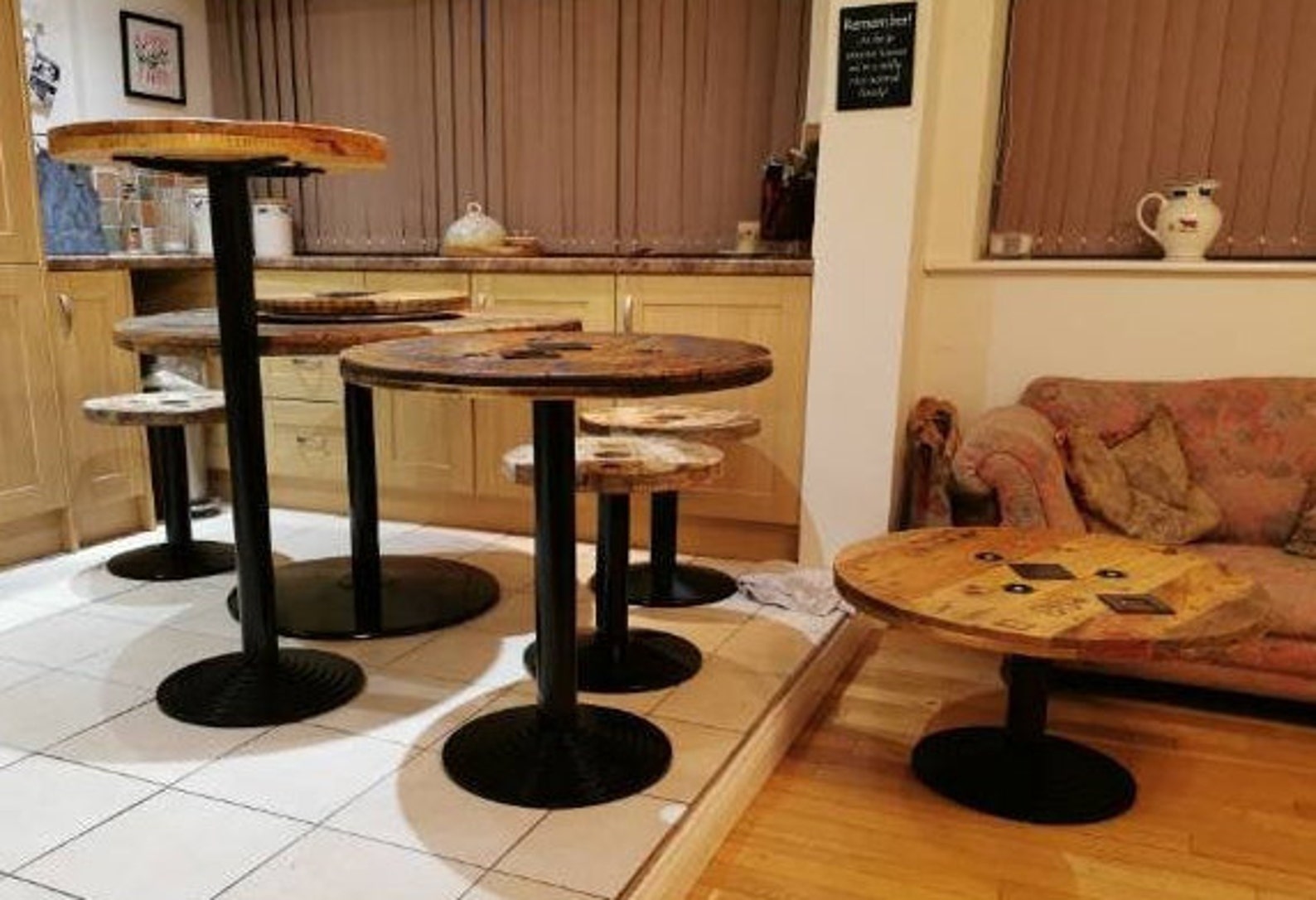 Wooden Cable Drum Reel Round Dinning Living Room Pub Table | Etsy UK