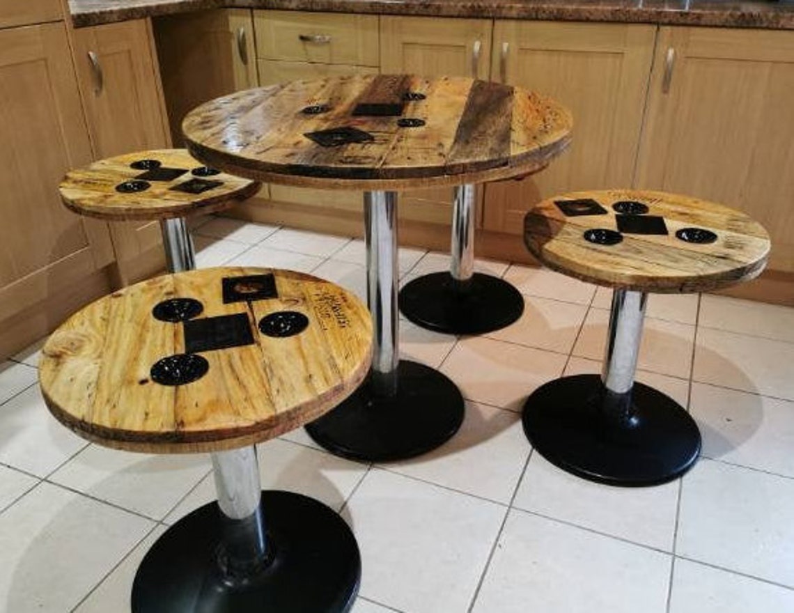 Wooden Cable Drum Reel Round Dinning Living Room Pub Table - Etsy UK