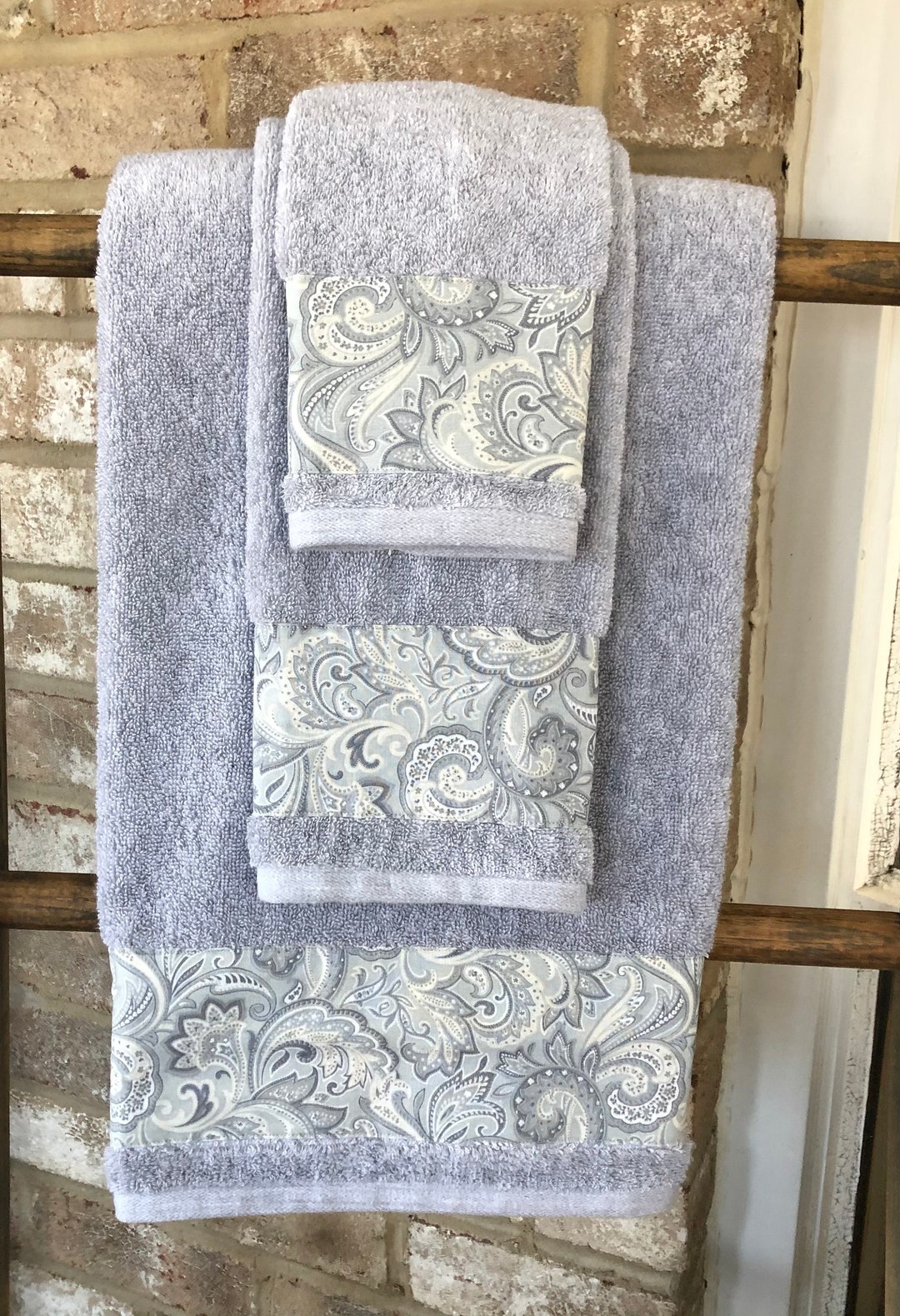 Grey Vintage Paisley Decorative Towel Sets - Etsy