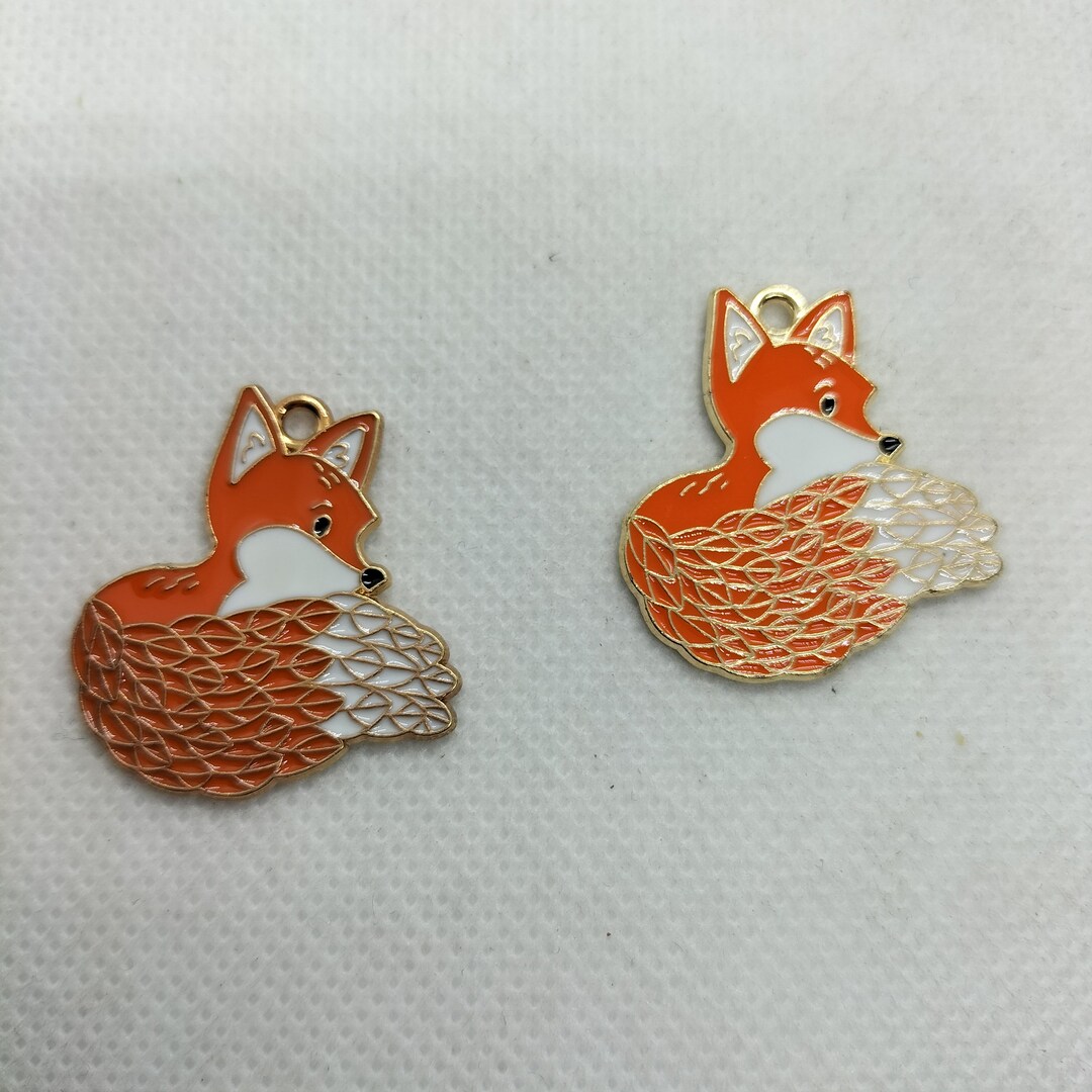 10Pcs Animal Fox Charm, Enamel Cartoon Animal Charm, Gold Charm ...