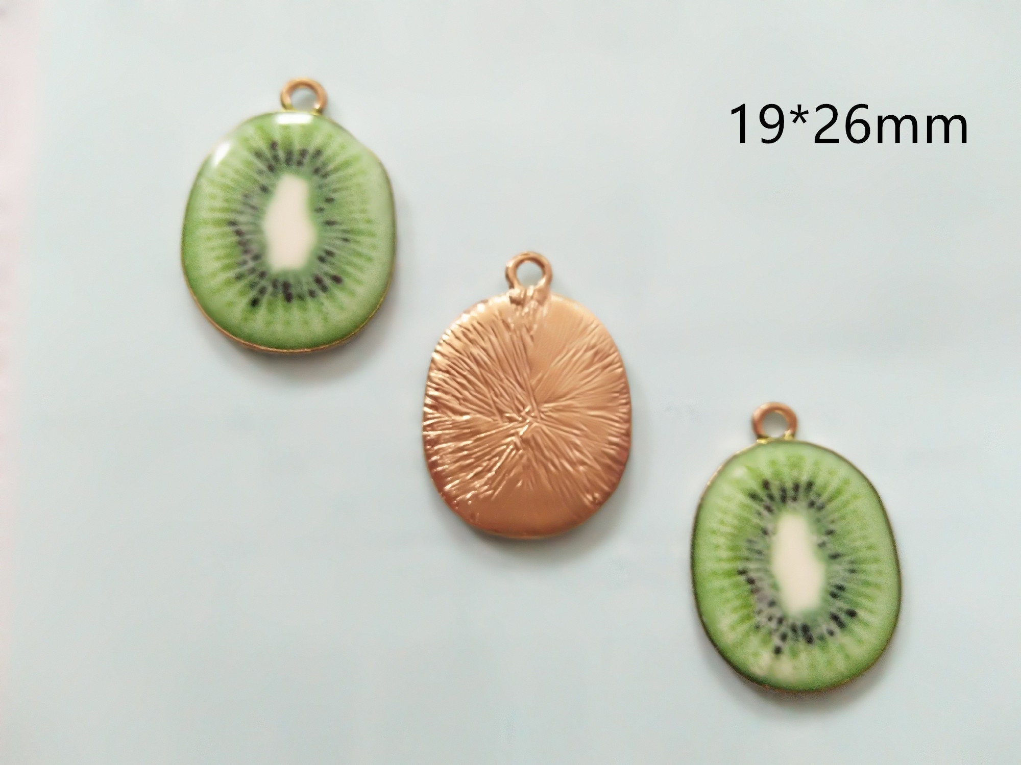 10pcs Enamel Kiwifruit Charm, Cute Fruit Charm, 3D Kiwi Charms Gold ...