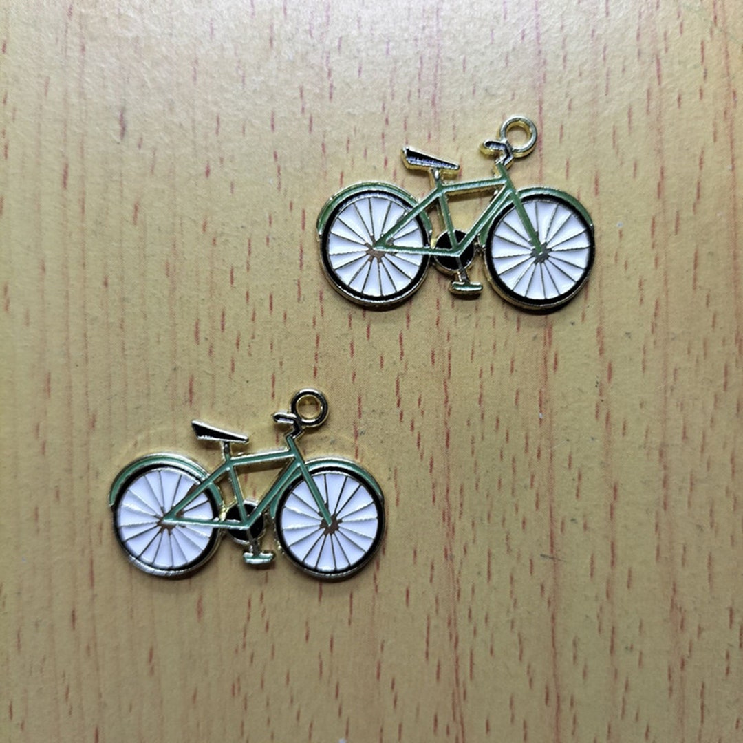 Bicycle Charms Vintage Bike Charm Travel Charms Gold Enamel Pendants ...