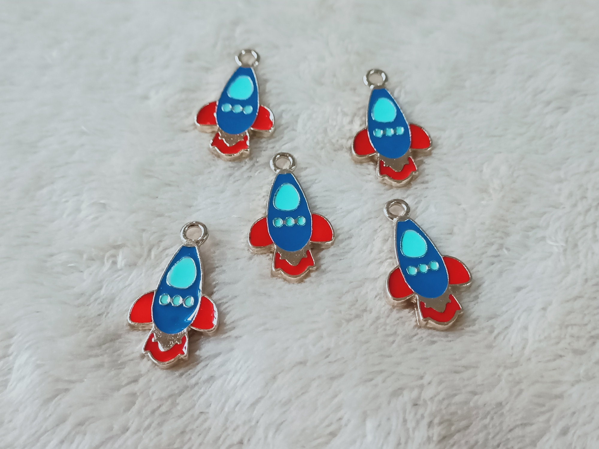 10Pcs Enamel Rocket Charm Cute Space Rocket plane Charm | Etsy