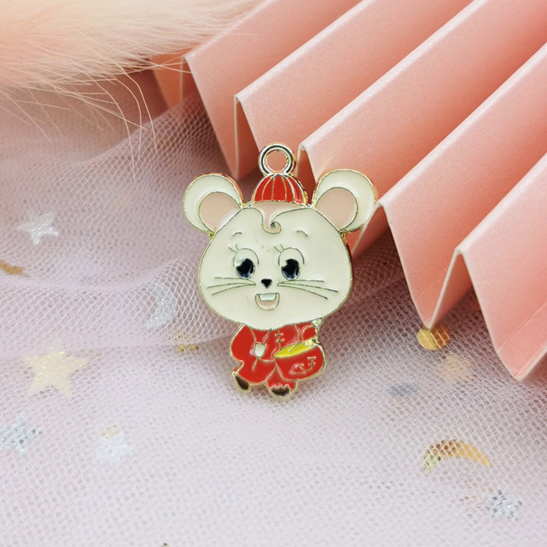 10pcs Aniaml Mouse Charm,gold Enamel Rat Charm Pendant Craft Necklace ...