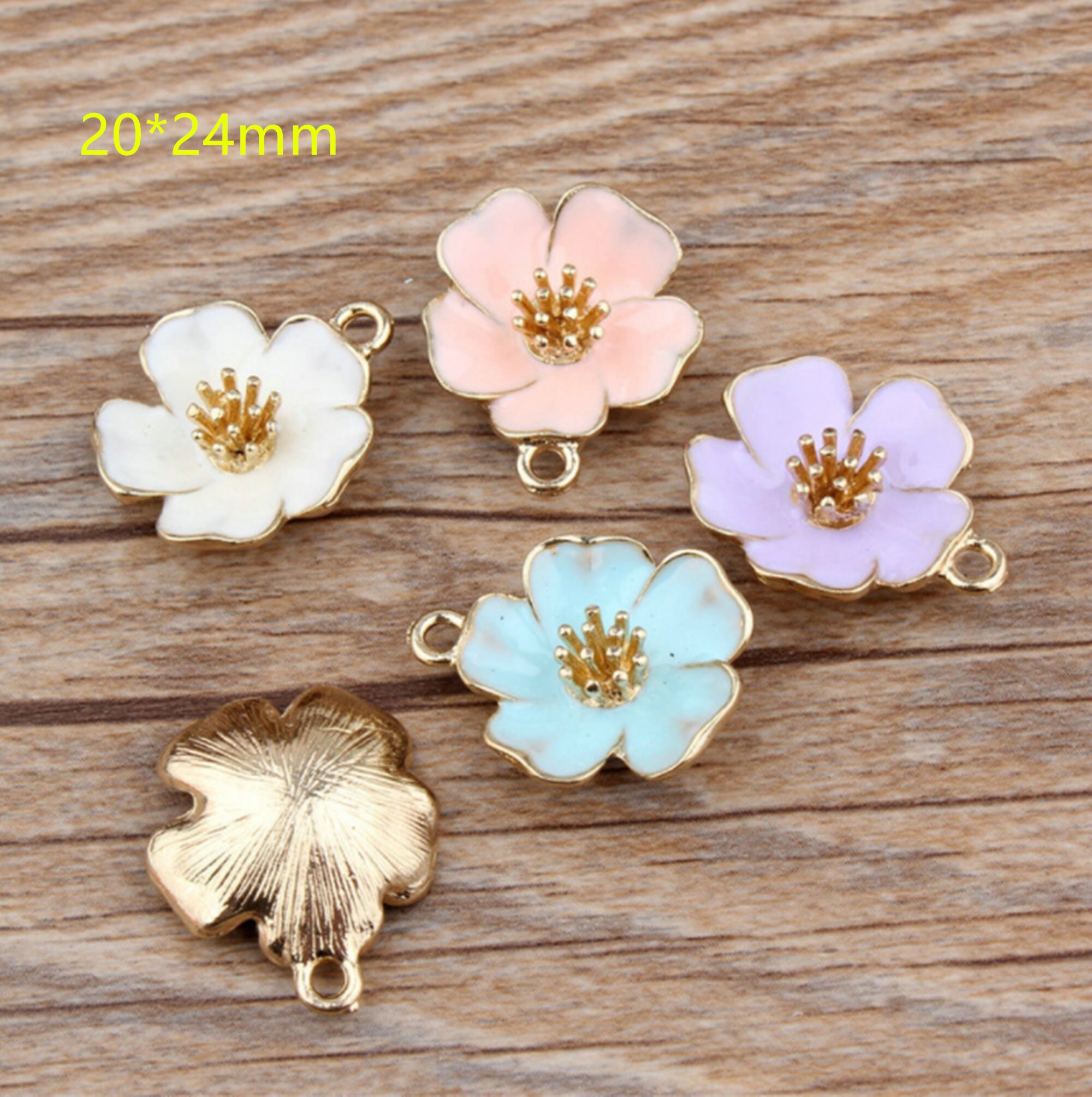 10pcs Hibiscus Flower Charm, Flower Charm, Japanese Hibiscus Charm ...