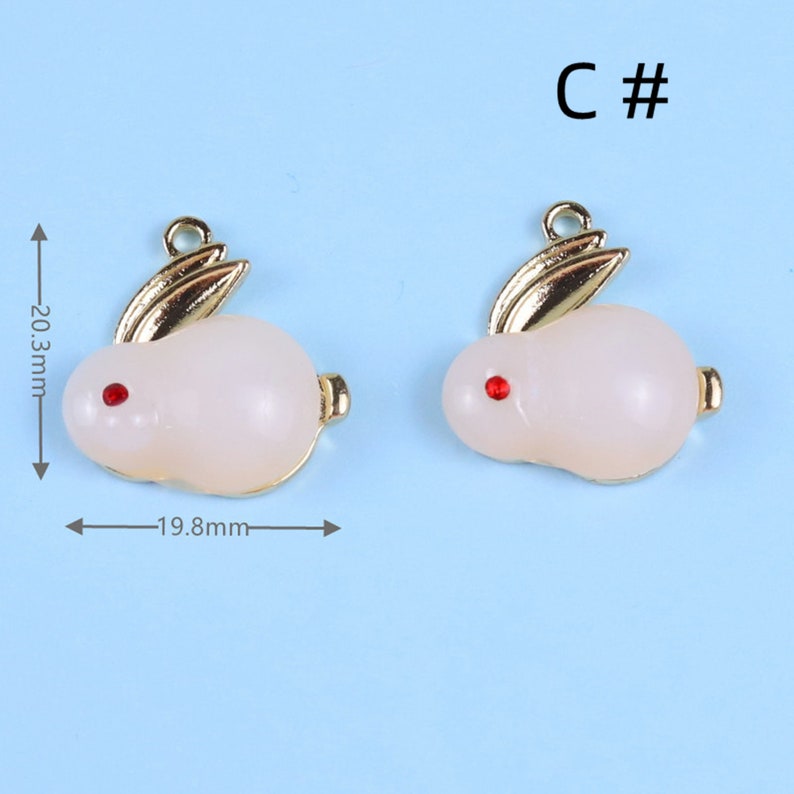 10 Animal Rabbit Charms, Gold Metal Bunny Charm Bracelet DIY Crafts ...