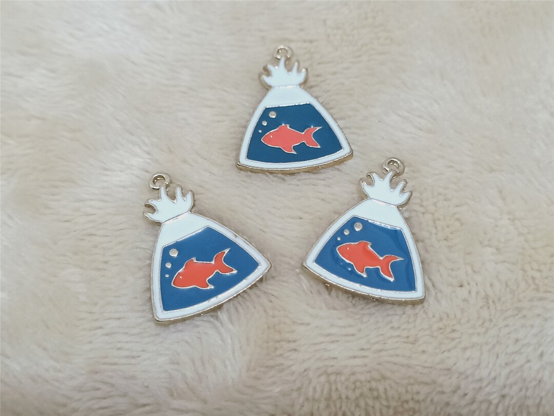 10pcs Enamel Water Bag Fish Charm, Cute Fish Charm, Tail Charms Gold ...