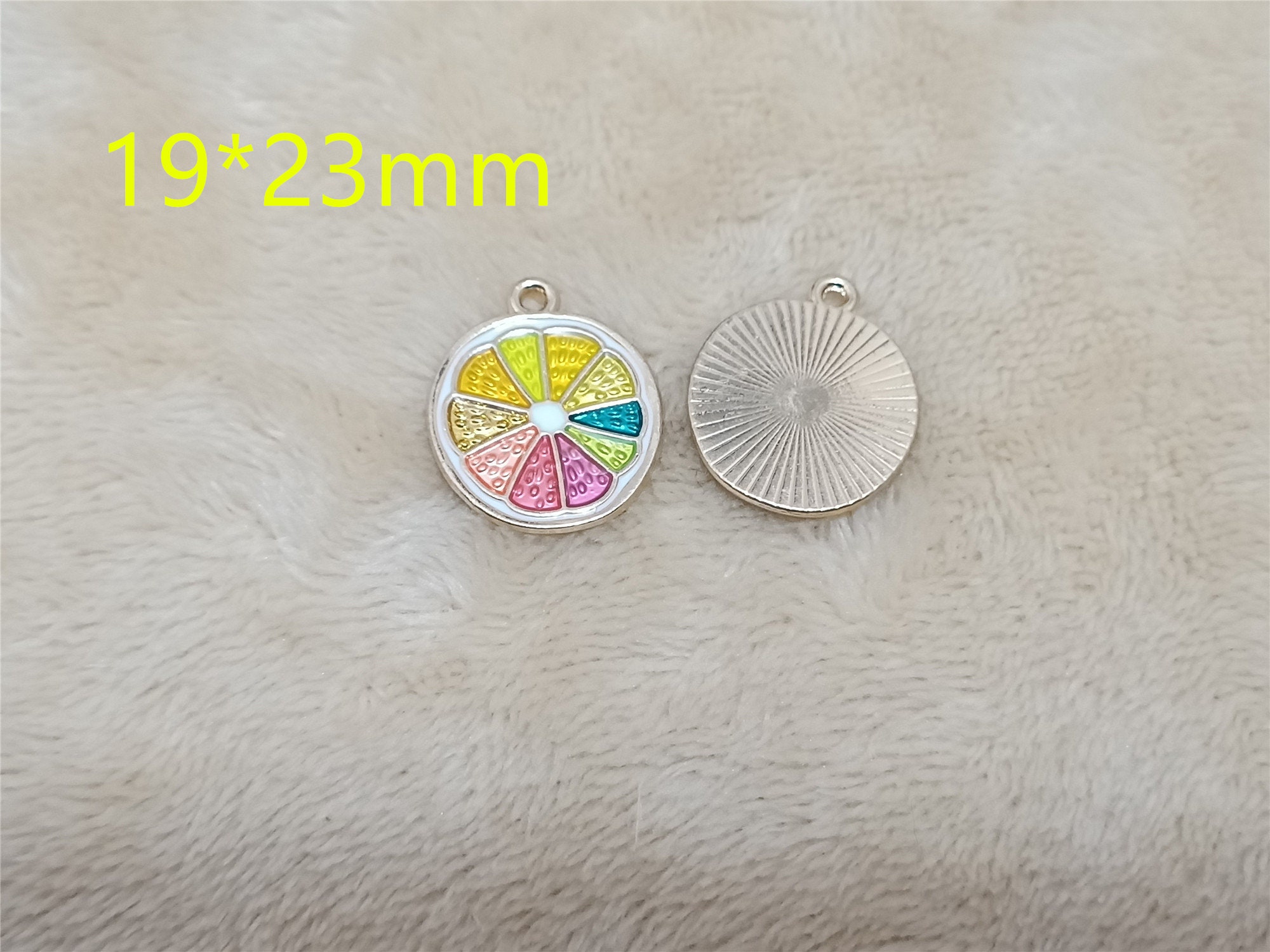 10pcs/lot Enamel Colorful Lemon Slices Charms Pendants Geometric Fruit ...