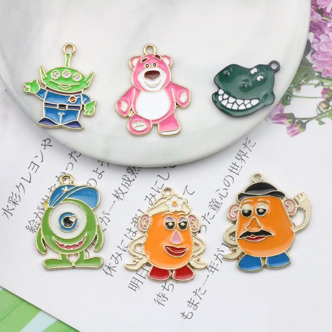 10 30 Cartoon Enamel Charm Gold Metal Charms Earrings DIY Key Chain ...