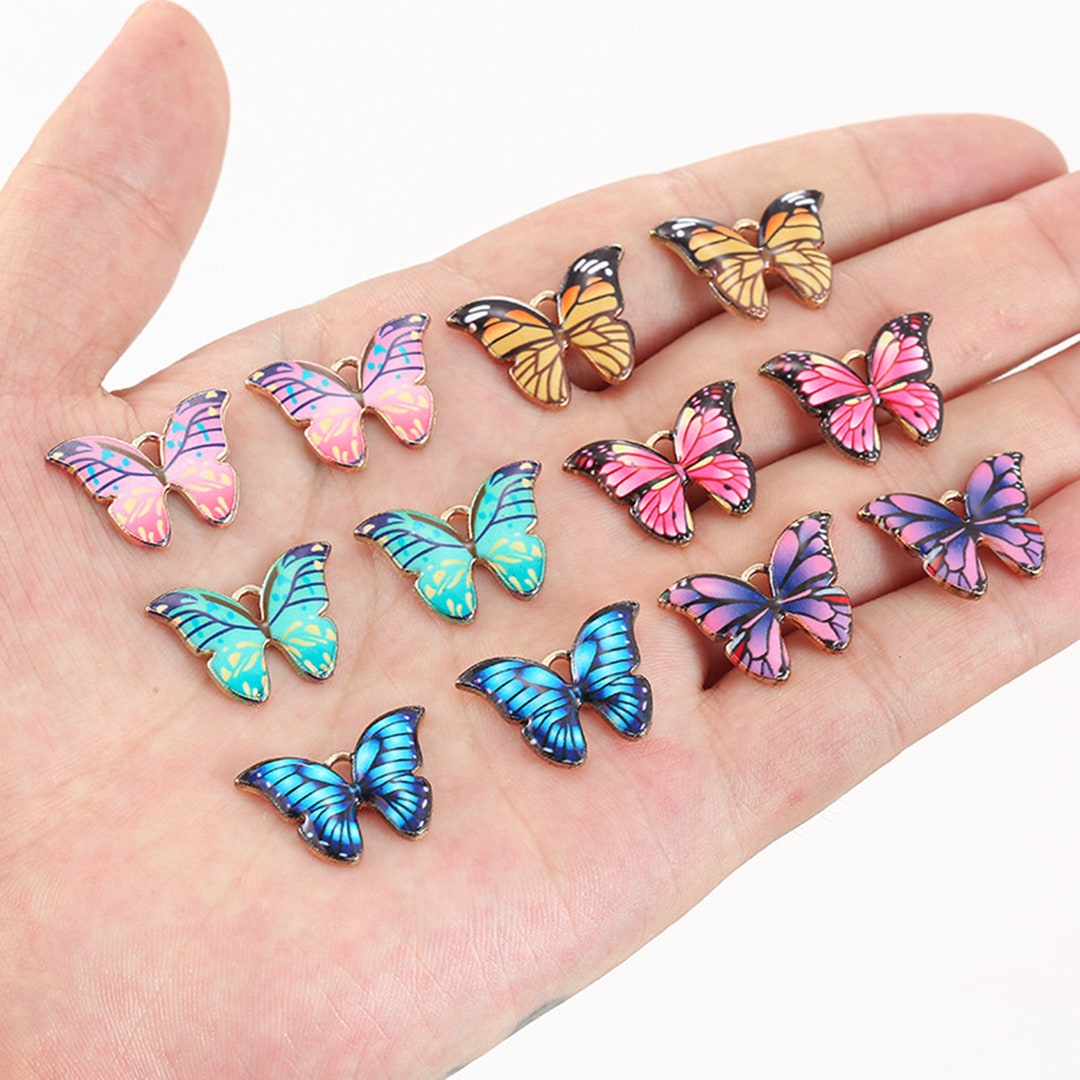 Bulk 10 30 Colorful Butterfly Charms Metal Alloy Enamel Animals Drop ...
