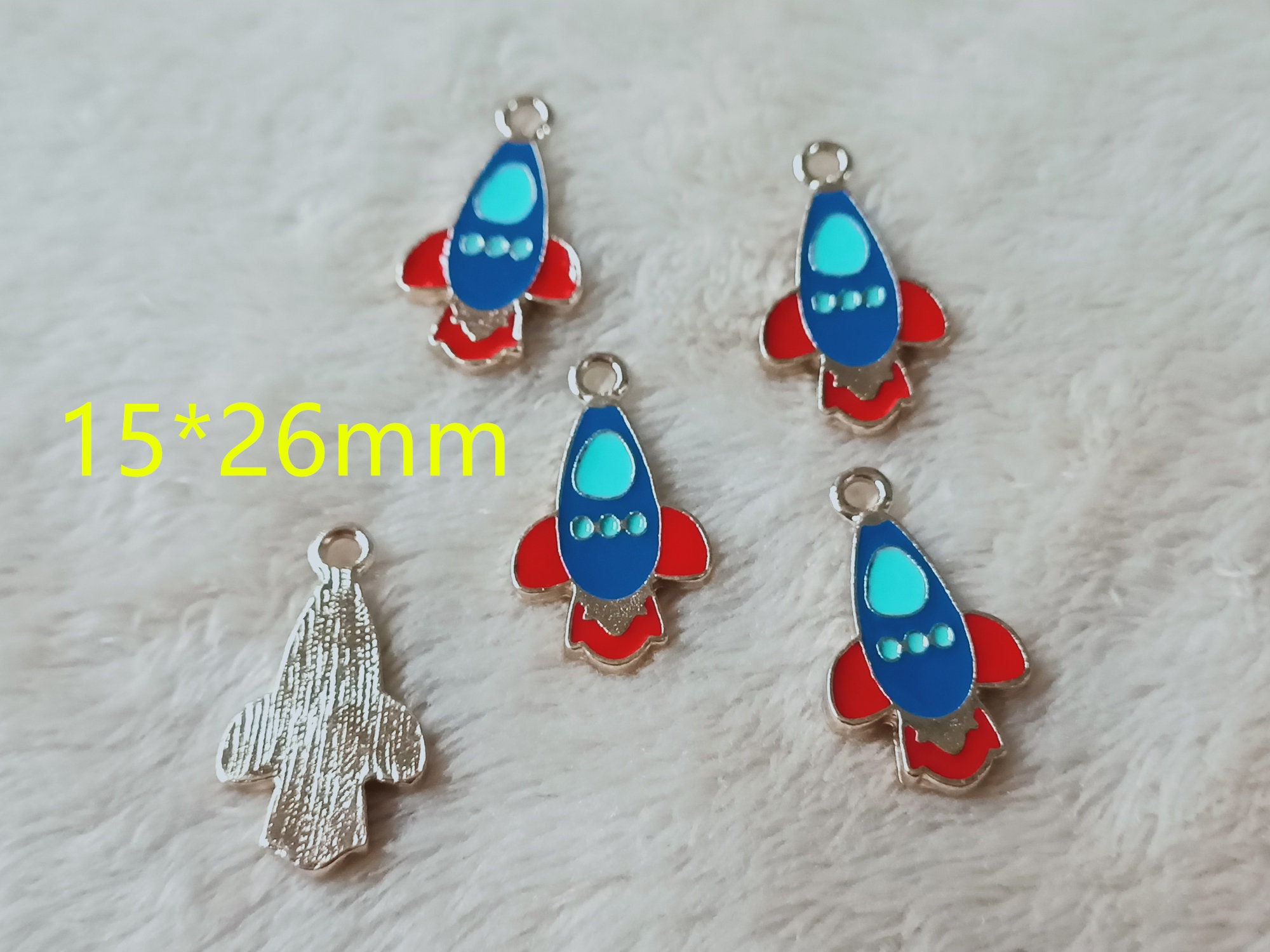 10pcs Enamel Rocket Charm Cute Space Rocket Plane Charm Gold - Etsy