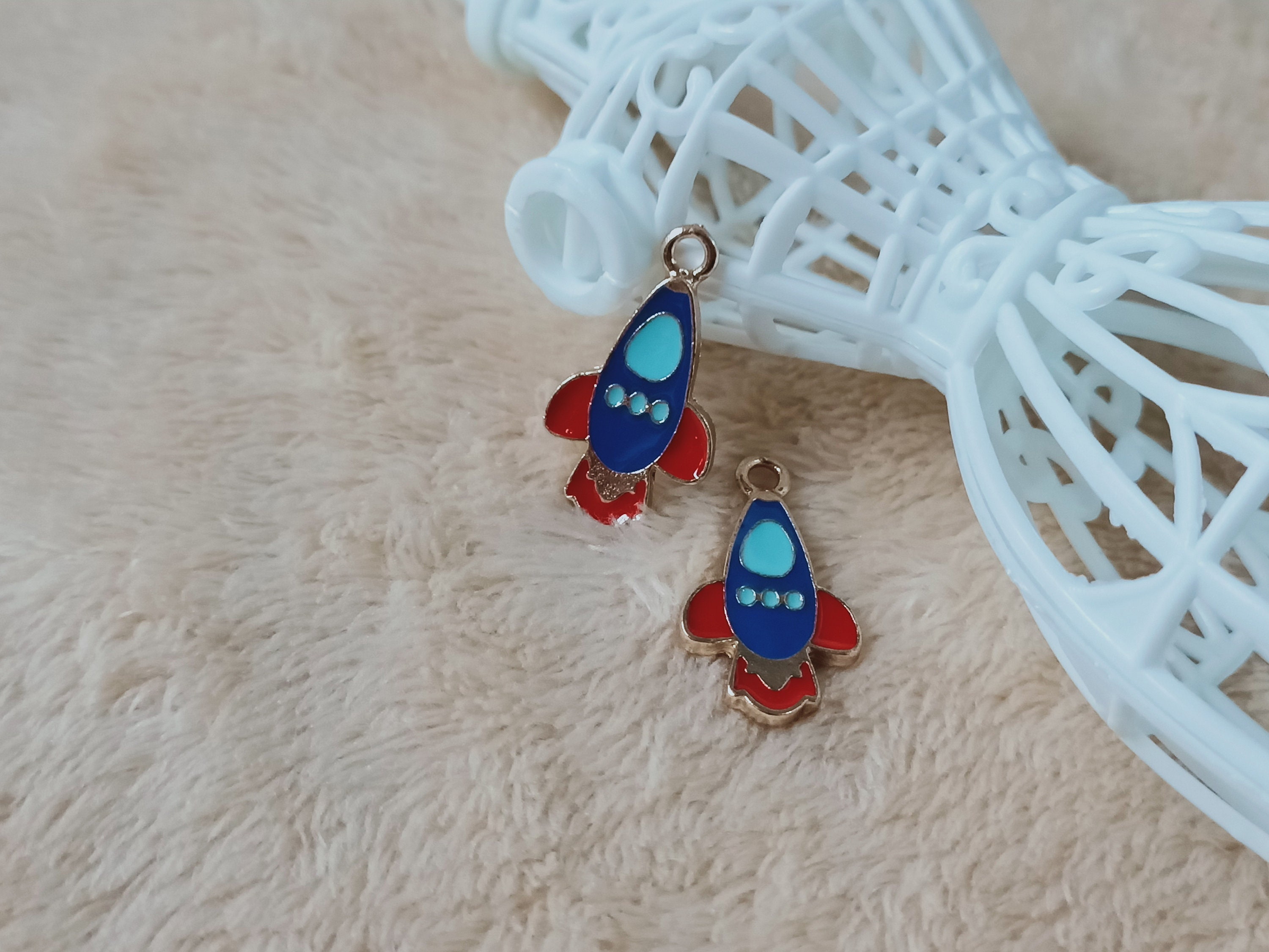 10Pcs Enamel Rocket Charm Cute Space Rocket plane Charm | Etsy