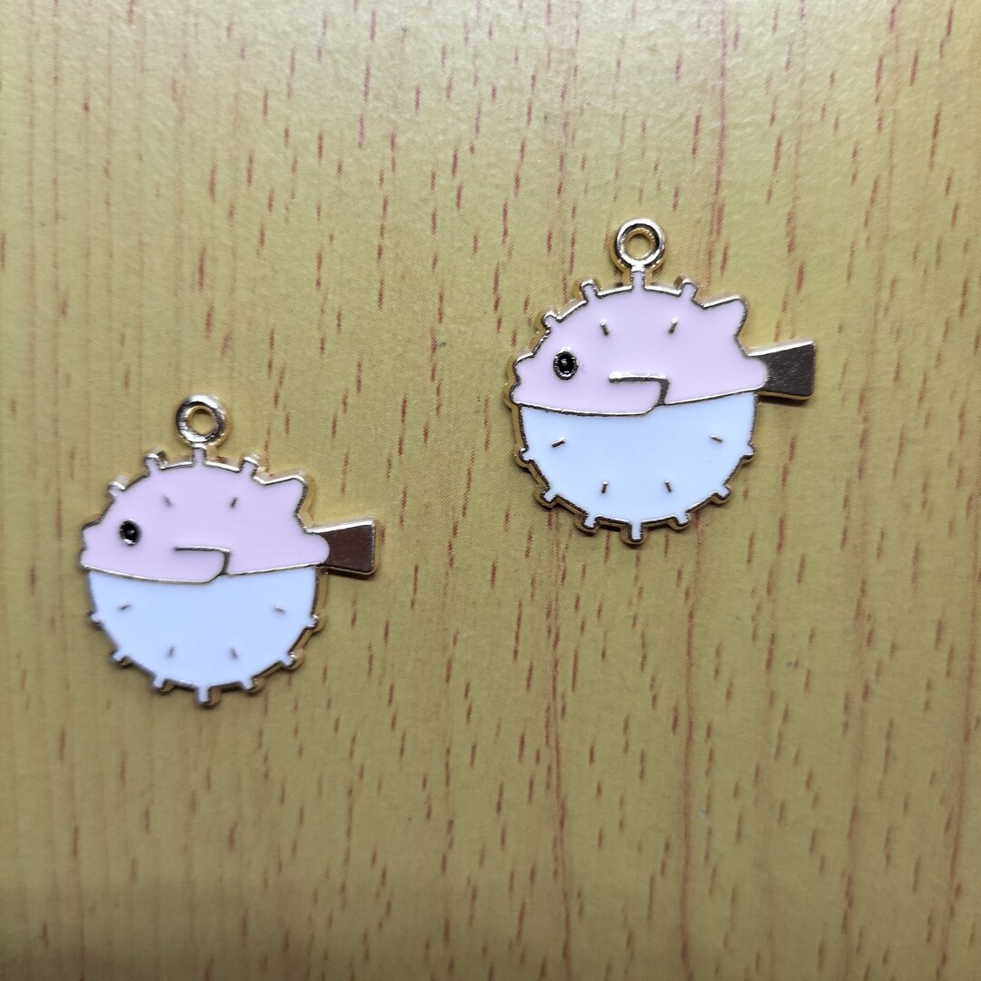 10pcs Metal Enamel Animal Puffer Fish Charm,cartoon Animal Charm ...