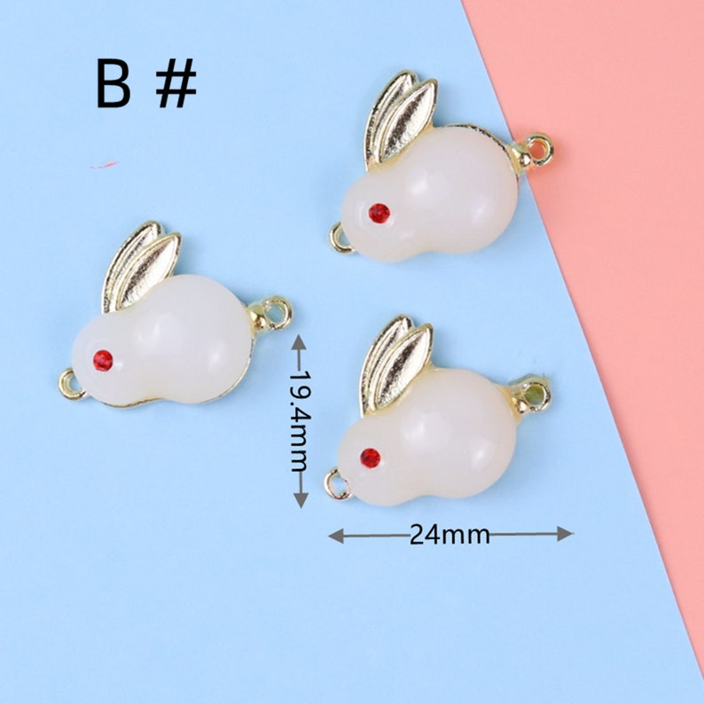 10 Animal Rabbit Charms, Gold Metal Bunny Charm Bracelet DIY Crafts ...