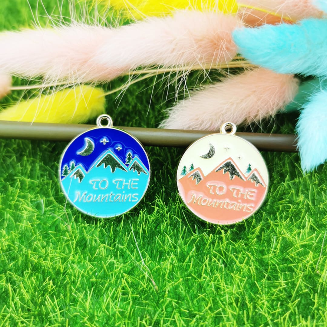 10pcs Mount Fuji Charm,gold Enamel Star Moon Mountain Charm Pendant ...
