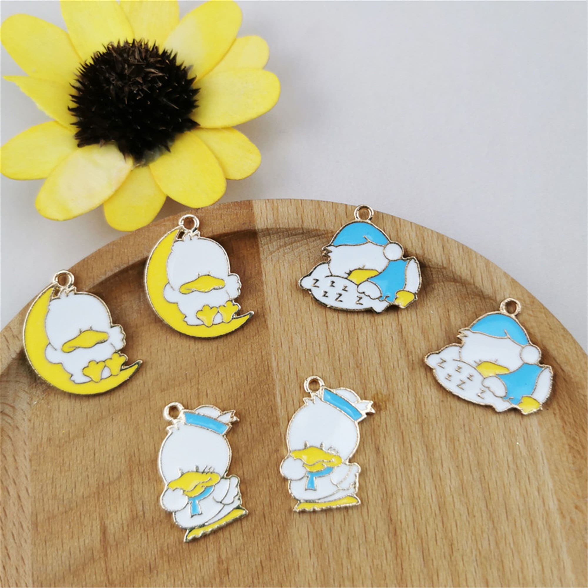 10pcs/pack Animal Duck Charmsmoon Duck Charm DIY 3D Crafts - Etsy