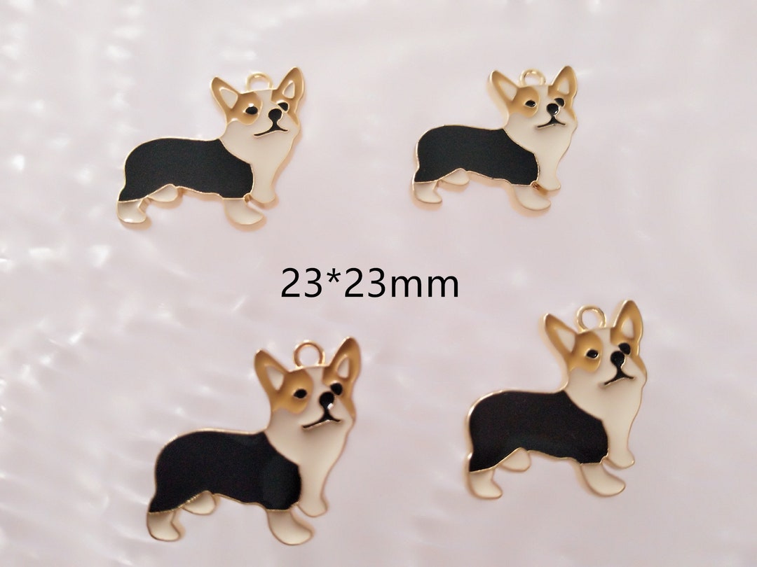 10pcs Enamel Dog Charm, Animal Dog Pet Charm,gold Tone Corgi Charms ...