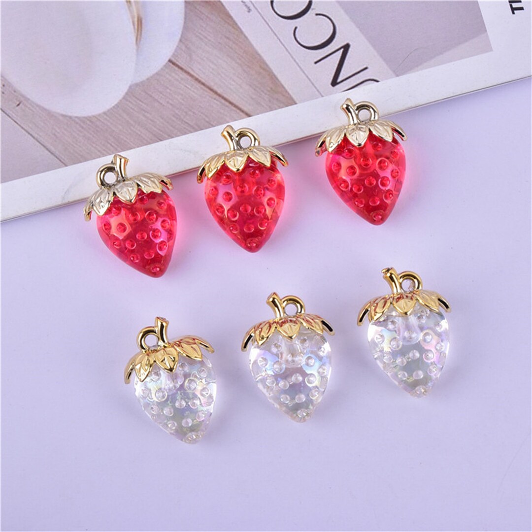 10pcs/lot Big Fruit Strawberry Charm DIY Resin Fruit Accessories Making ...