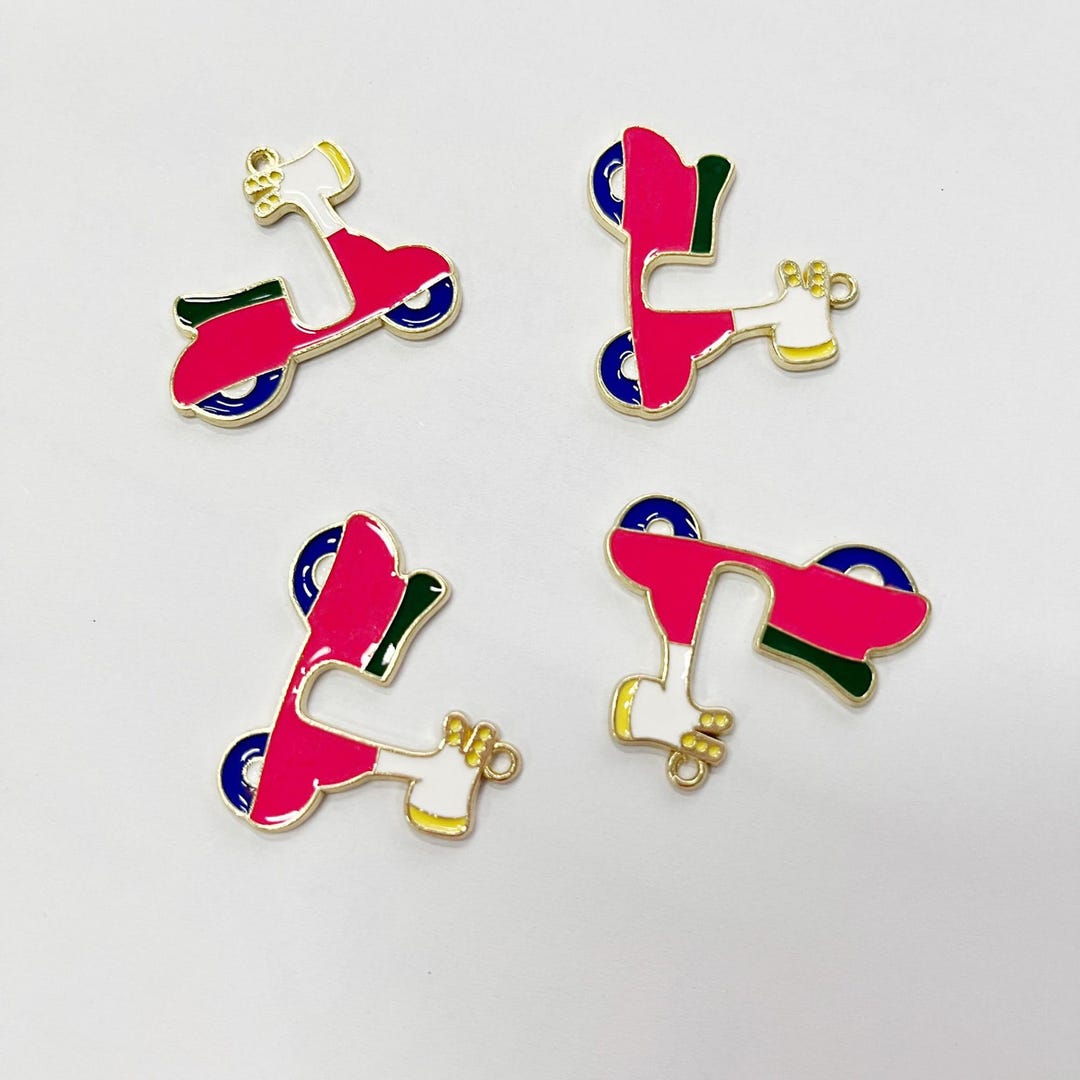 10 Pcs Cartoon Enamel Electric Vehicle Charms Pendant,gold Metallcar ...
