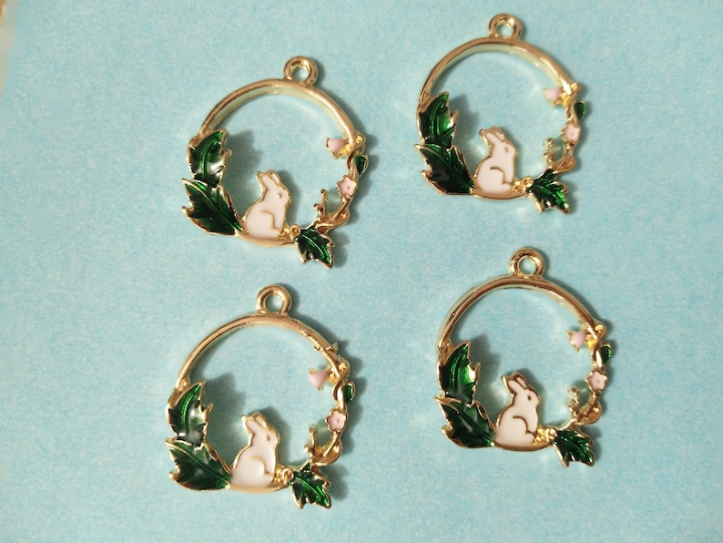 10pcs Rabbit Wreath Charms Enamel Charmeaster Bunny Charm - Etsy