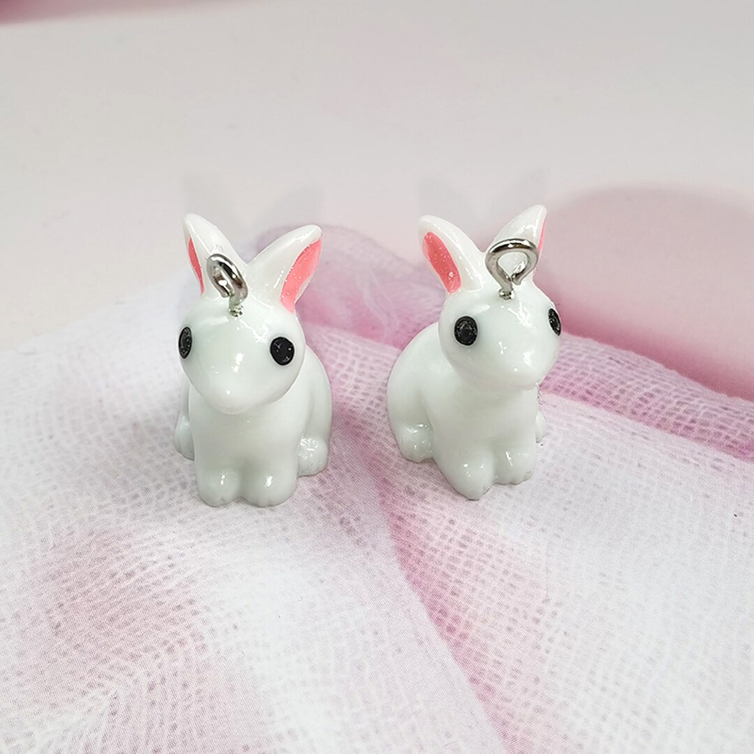 10pcs/lot 3D Small Bunny Bear Cow Dog Rabbit Resin Charms Pendants ...