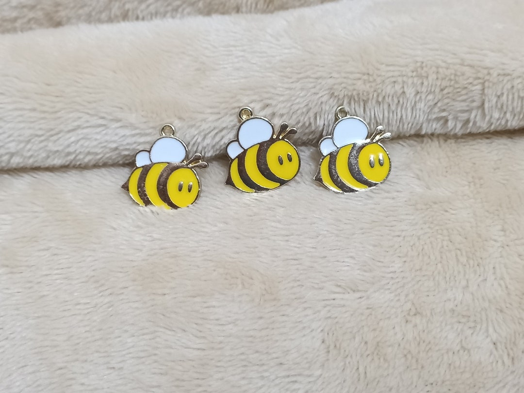 10pcs Aniaml Bee Charm,gold Enamel Apidae/honeybee Charm Pendant Craft ...