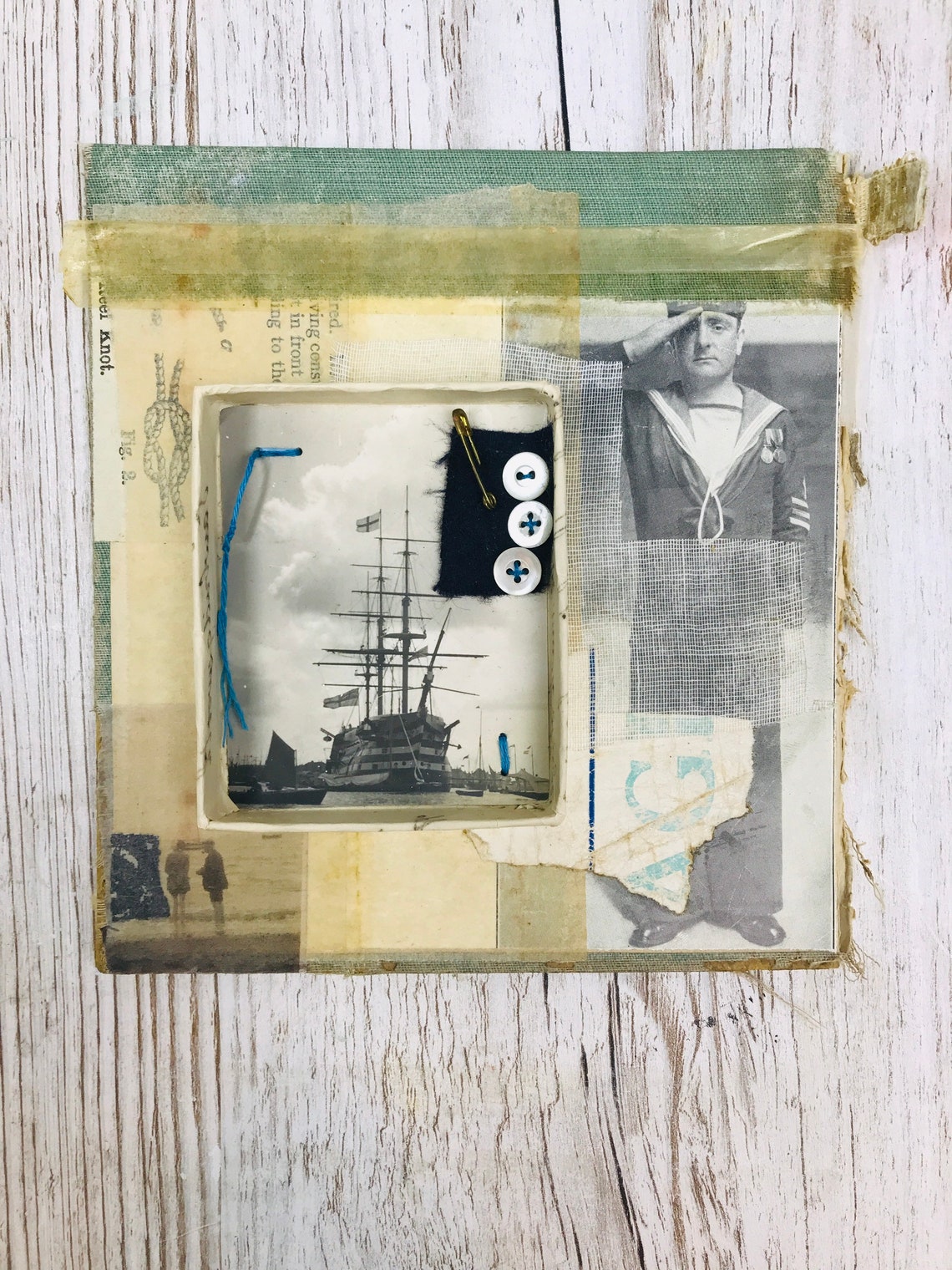 Original Artwork Vintage Collage Assemblage Sailing Ocean | Etsy