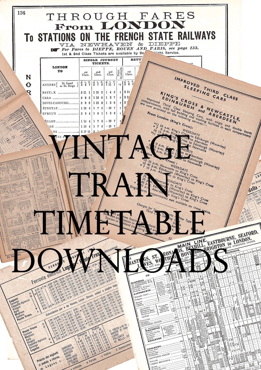 Digital Download Antique Train Timetables - Etsy